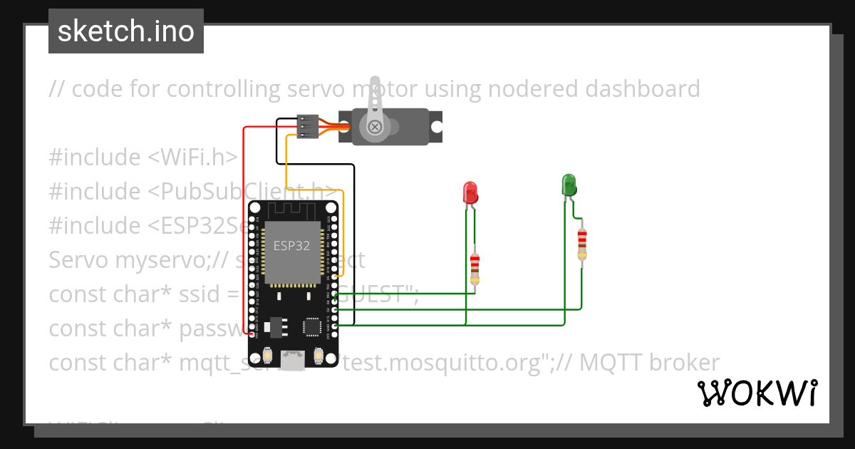 deux leds servo ChaimaB - Wokwi ESP32, STM32, Arduino Simulator
