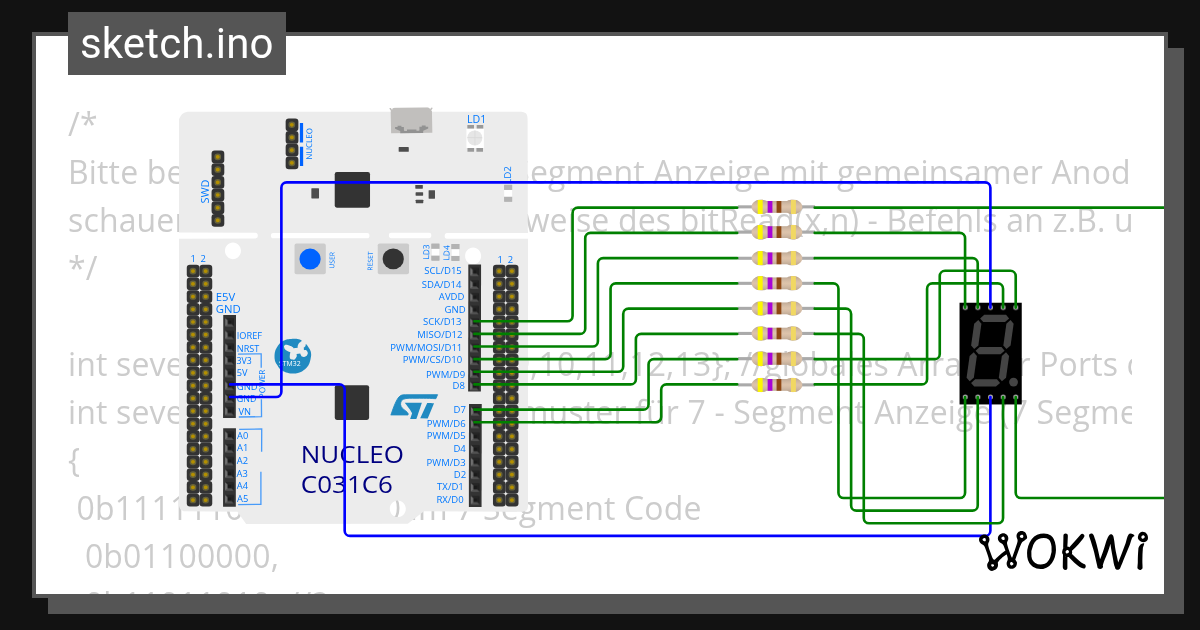 7 segment - Wokwi ESP32, STM32, Arduino Simulator