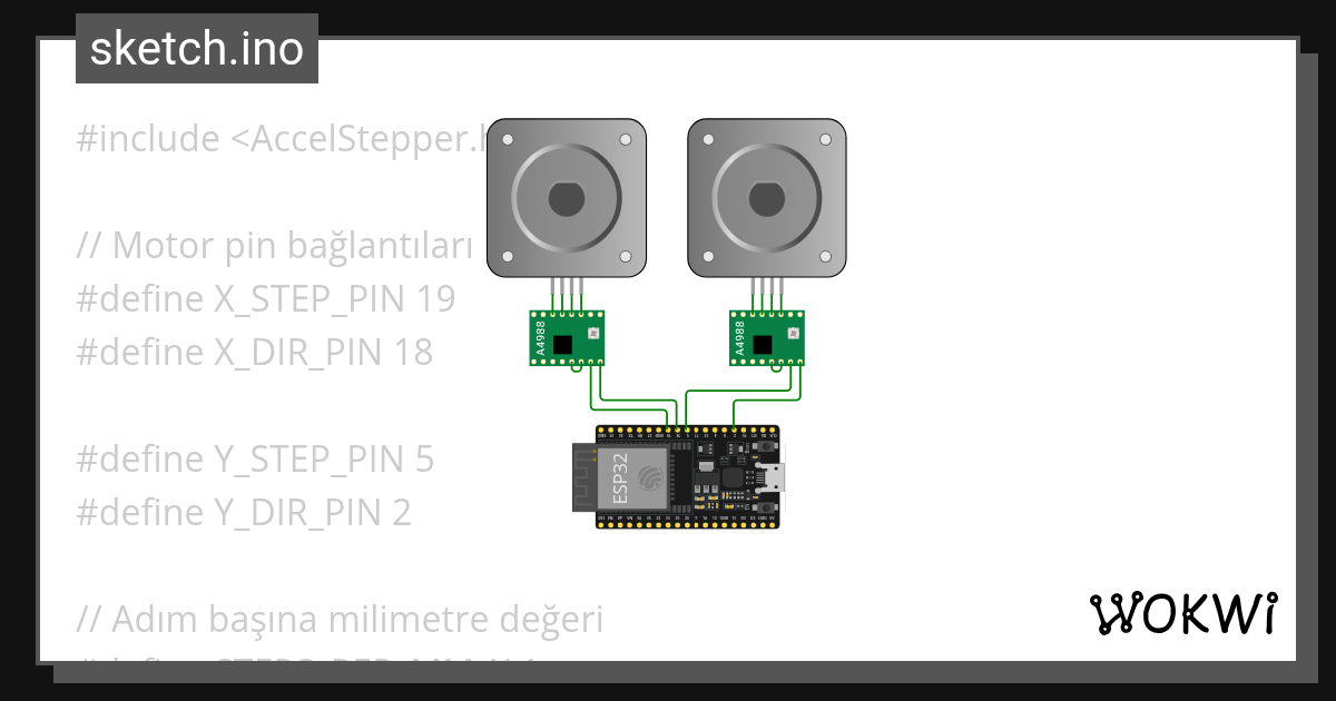 xy interpolasyon - Wokwi ESP32, STM32, Arduino Simulator