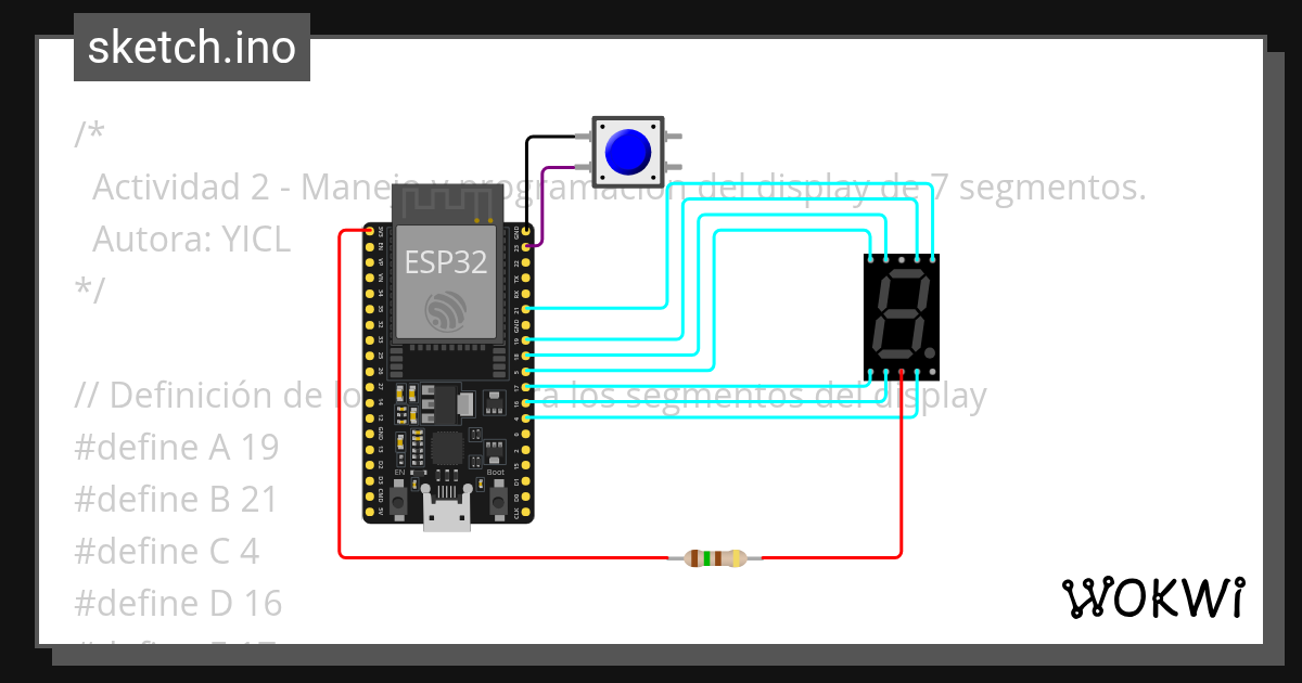 YICL- 7 segmento - Wokwi ESP32, STM32, Arduino Simulator
