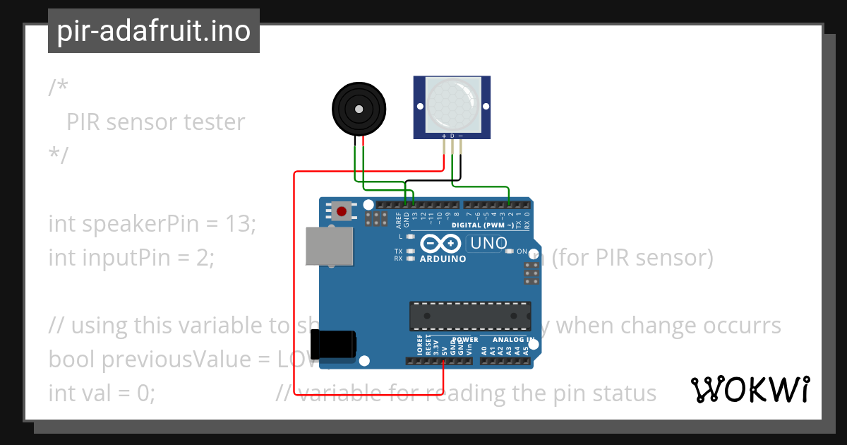 Motion sensor alarm - Wokwi ESP32, STM32, Arduino Simulator