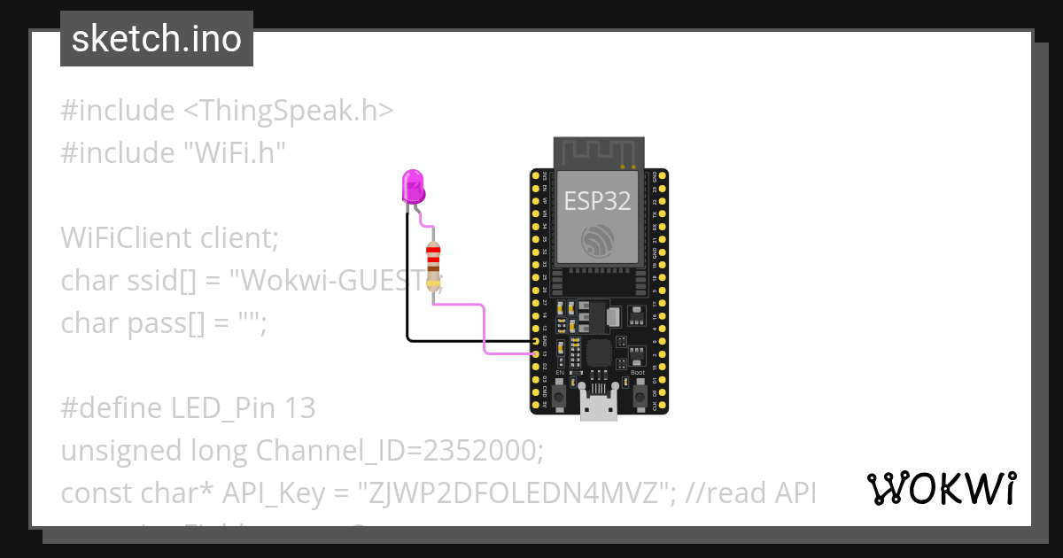 Thingspeak_LED - Wokwi ESP32, STM32, Arduino Simulator Thingspeak_LED - Wokwi ESP32, STM32, Arduino Simulator
