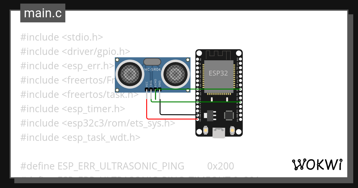 esp-idf-ultrasonic-shortened - Wokwi ESP32, STM32, Arduino Simulator