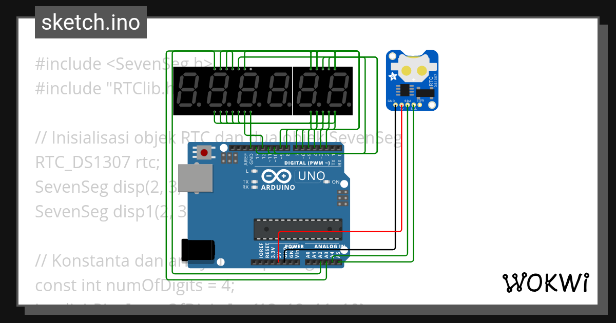 Rtc Seven Segmen Wokwi Esp32 Stm32 Arduino Simulator 3026