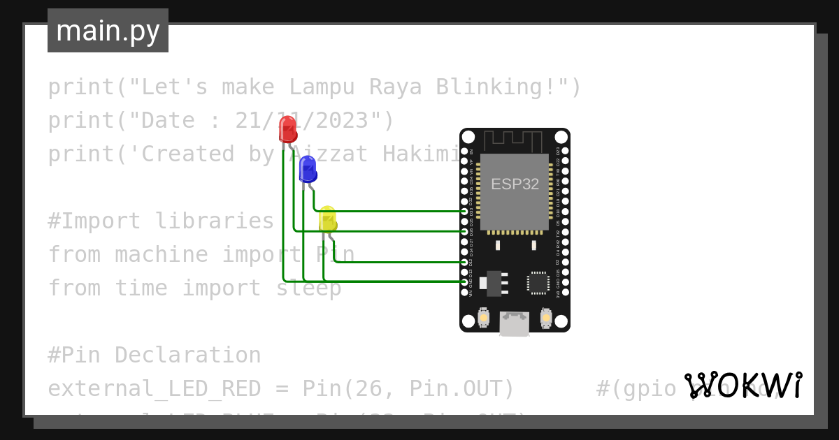 Exercise Lampu Raya Wokwi Esp32 Stm32 Arduino Simulator 8896