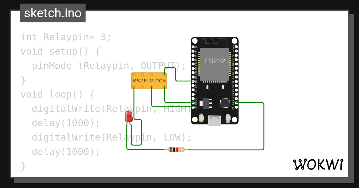 Led Control Using Relay Copy Wokwi Esp32 Stm32 Arduino Simulator