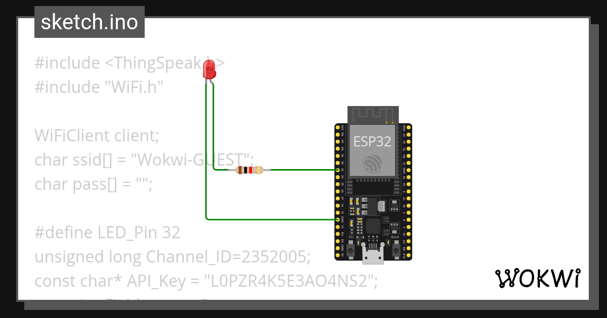 Thingspeak_LED - Wokwi ESP32, STM32, Arduino Simulator