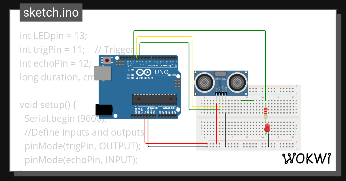 Ultrasonic LED (1.r) Copy - Wokwi ESP32, STM32, Arduino Simulator