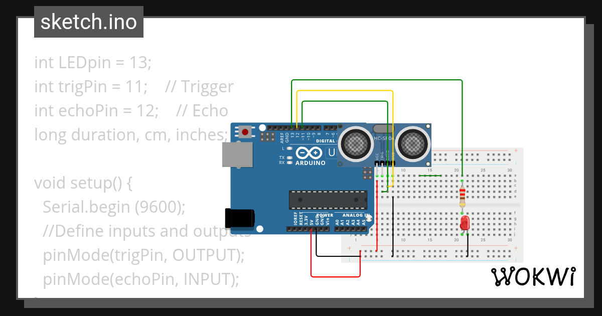 Ultrasonic LED (1.r) Test - Wokwi ESP32, STM32, Arduino Simulator Ultrasonic LED (1.r) Test - Wokwi ESP32, STM32, Arduino Simulator