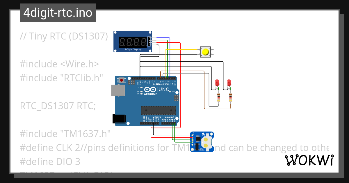 rtc-4digit.ino - Wokwi ESP32, STM32, Arduino Simulator