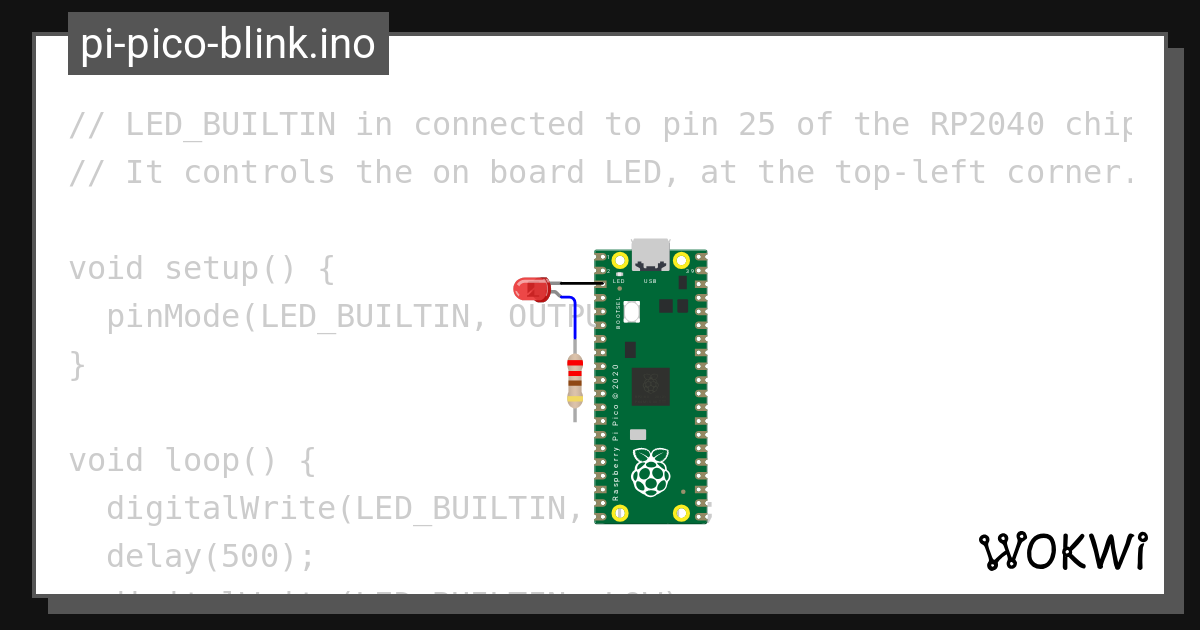 Pi Pico Blink O Wokwi Esp32 Stm32 Arduino Simulator