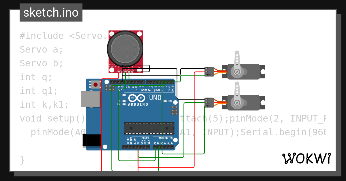 Analog Joystik Servo Wokwi Esp32 Stm32 Arduino Simulator