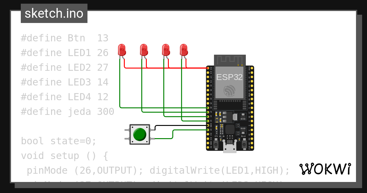 Lampu Kelip Tanpa Interupt Wokwi Esp32 Stm32 Arduino Simulator