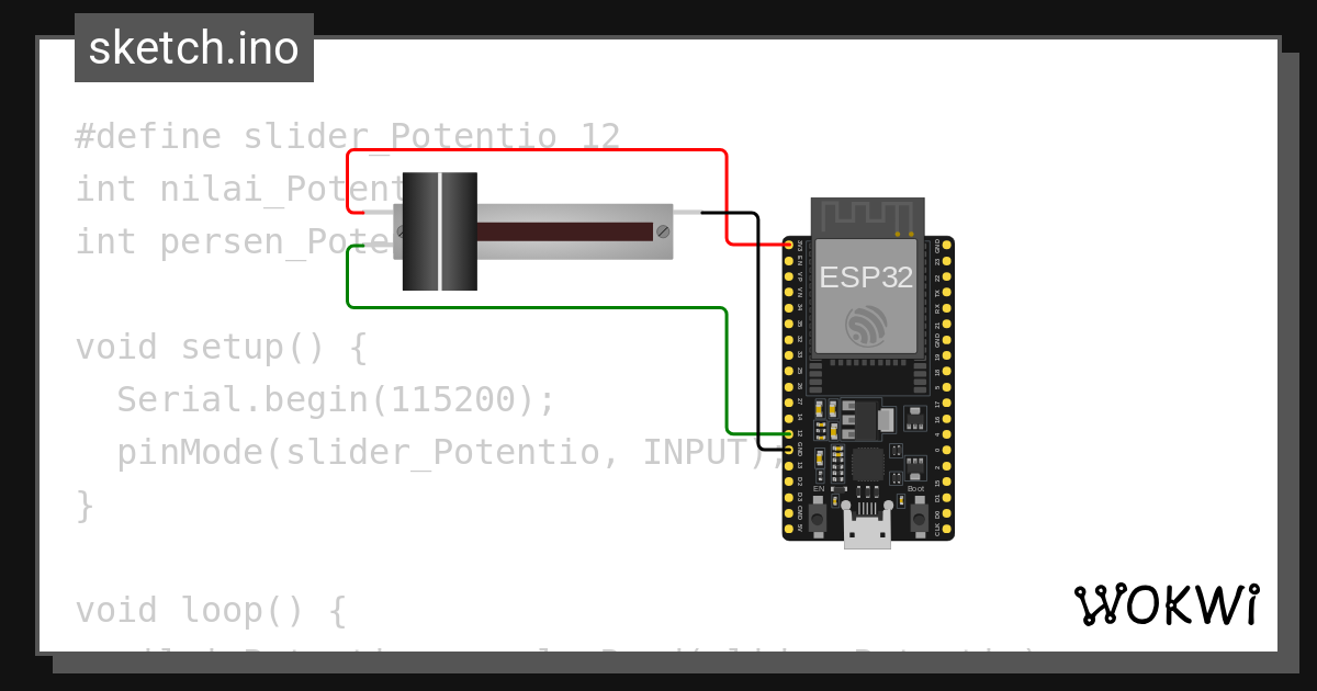 Baca Nilai Slider Potentio Wokwi Esp32 Stm32 Arduino Simulator 0237