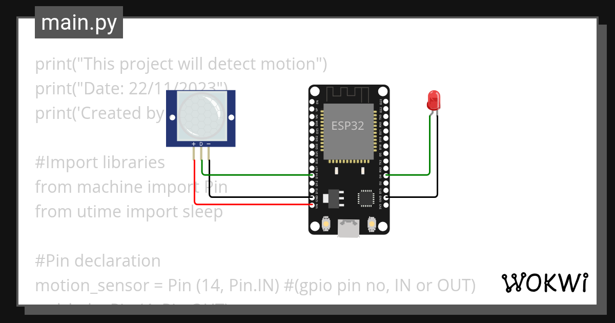 Motion Sensor - Wokwi ESP32, STM32, Arduino Simulator