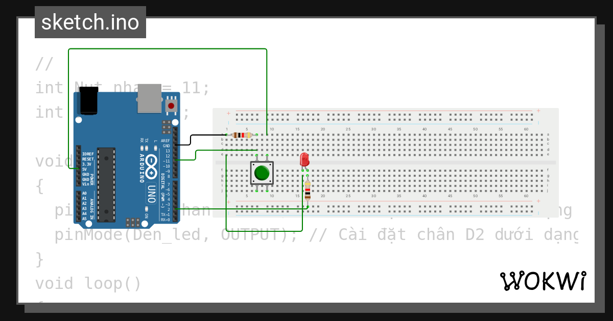 điều Khiển Led Bằng Nút Nhấn 11 Wokwi Esp32 Stm32 Arduino Simulator 7404