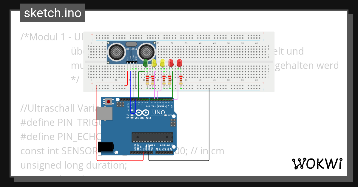 Ultraschall - Wokwi ESP32, STM32, Arduino Simulator