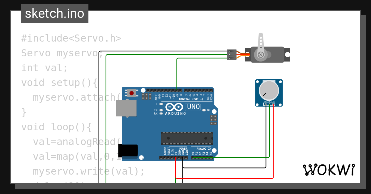 电位器控制舵机 Wokwi Esp32 Stm32 Arduino Simulator