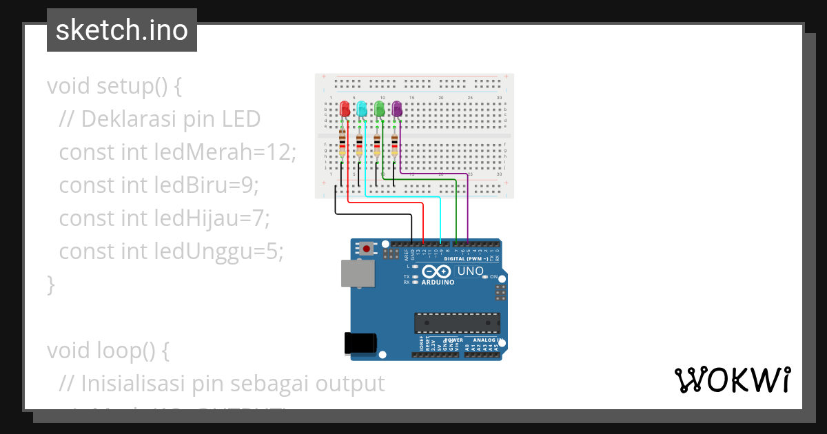Led 4 Buah Lampu Wokwi Esp32 Stm32 Arduino Simulator