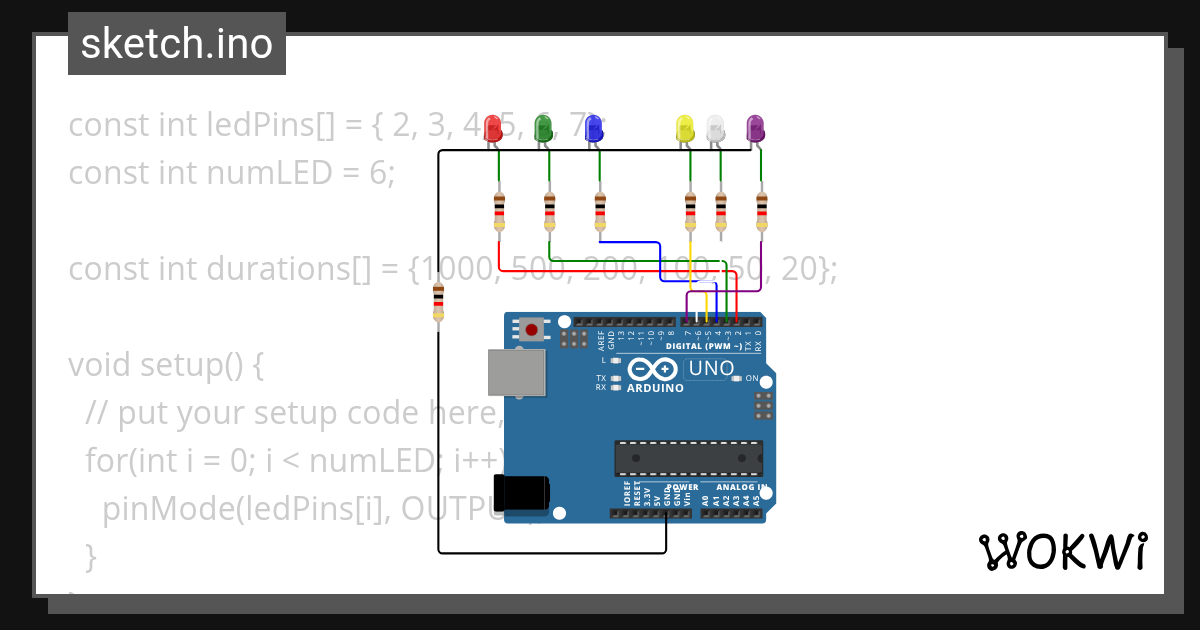 EMBEDED 6 LED KEDIP - Wokwi ESP32, STM32, Arduino Simulator EMBEDED 6 LED KEDIP - Wokwi ESP32, STM32, Arduino Simulator