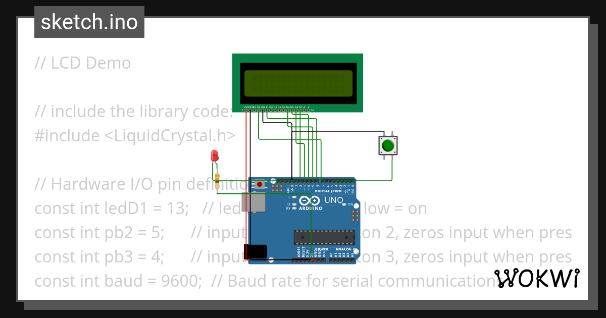 LCD Demo - Wokwi ESP32, STM32, Arduino Simulator