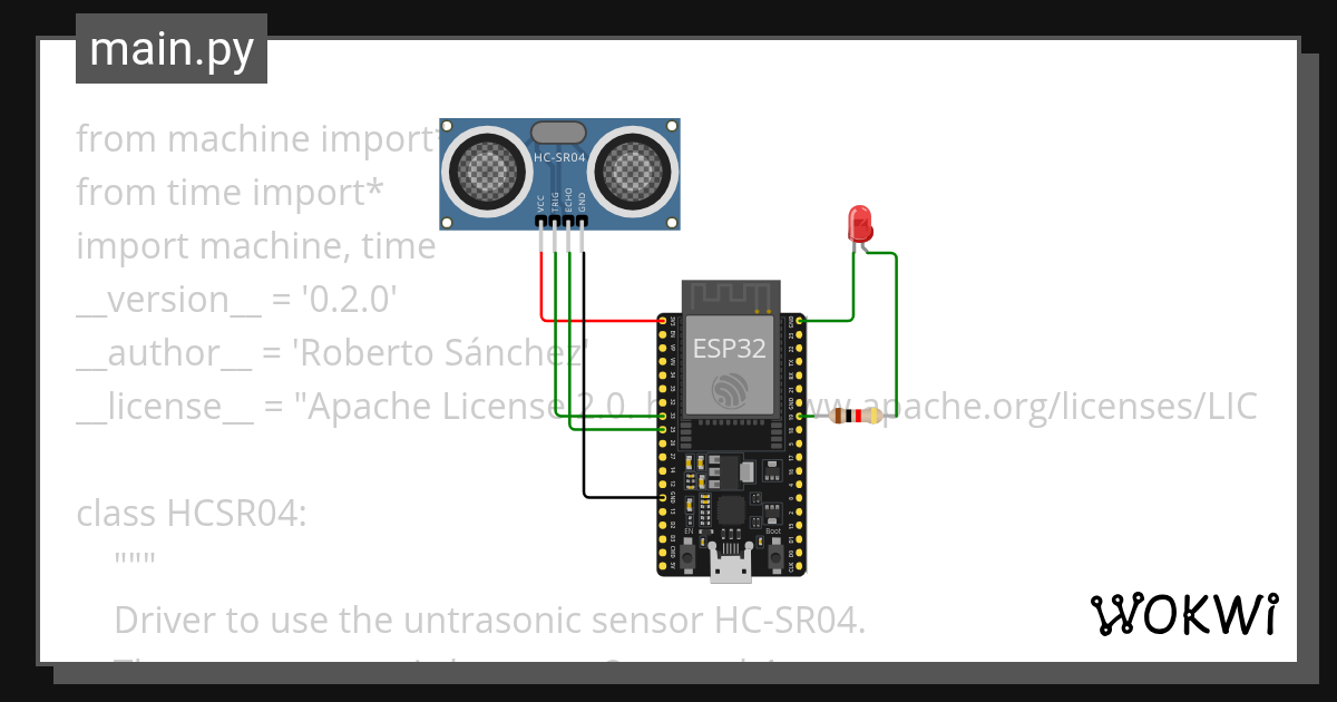 HCSR04 - Wokwi ESP32, STM32, Arduino Simulator