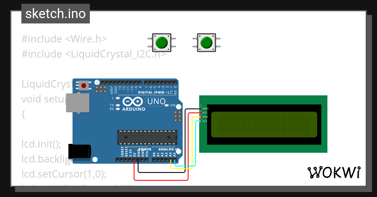 LCD 16x2(I2C) arduino nur - Wokwi ESP32, STM32, Arduino Simulator LCD 16x2(I2C) arduino nur - Wokwi ESP32, STM32, Arduino Simulator