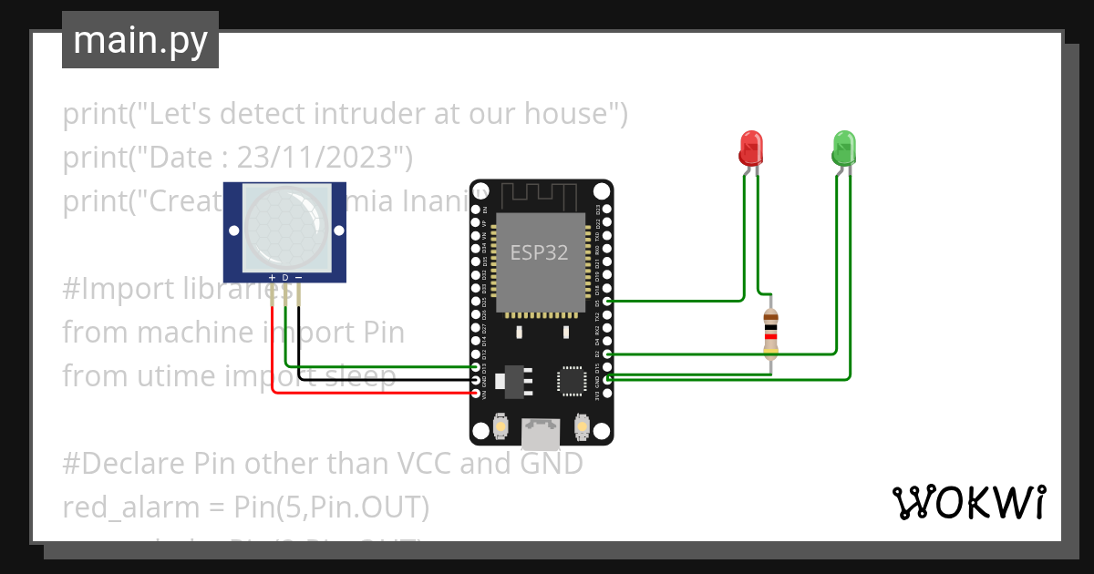 Interuder Detection Device - Wokwi ESP32, STM32, Arduino Simulator Interuder Detection Device - Wokwi ESP32, STM32, Arduino Simulator