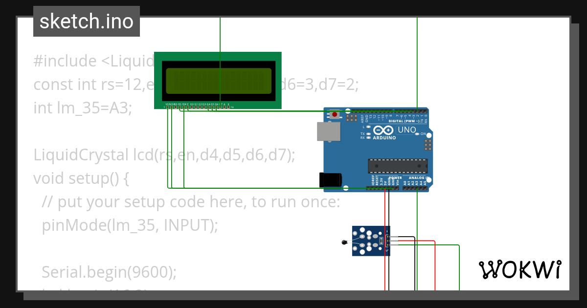 lcd lm35 pranadeep - Wokwi ESP32, STM32, Arduino Simulator