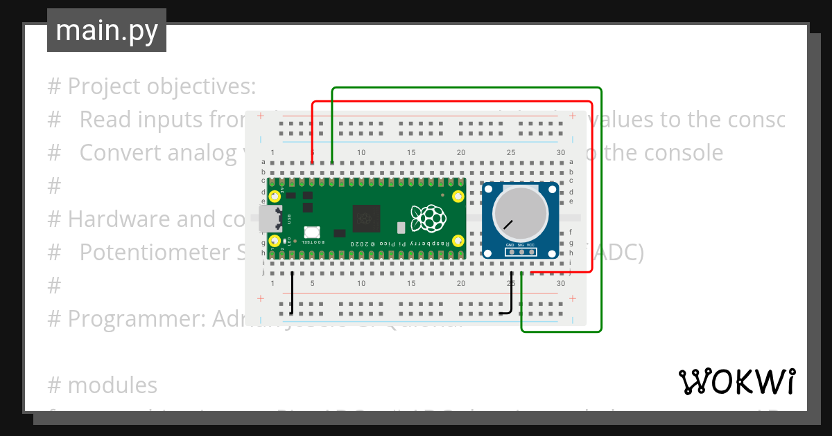 Raspberry Pi Pico Pot Values - Wokwi ESP32, STM32, Arduino Simulator