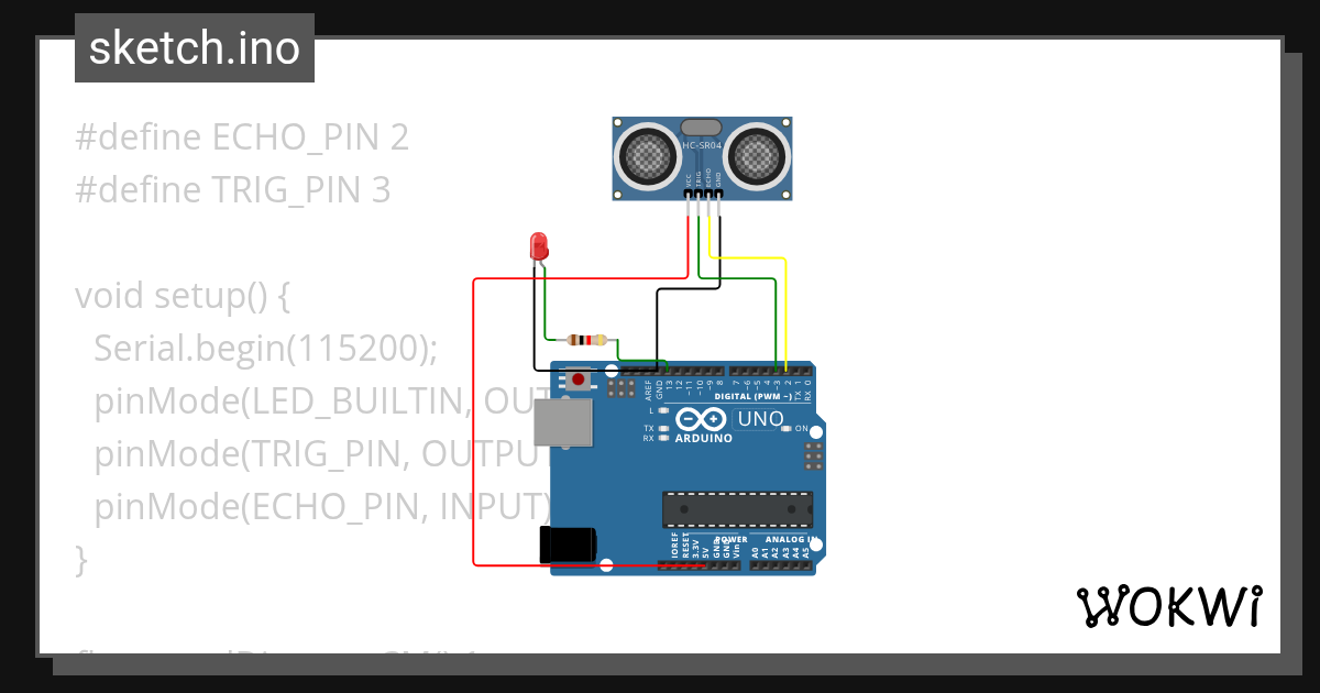 distance sensor - Wokwi ESP32, STM32, Arduino Simulator