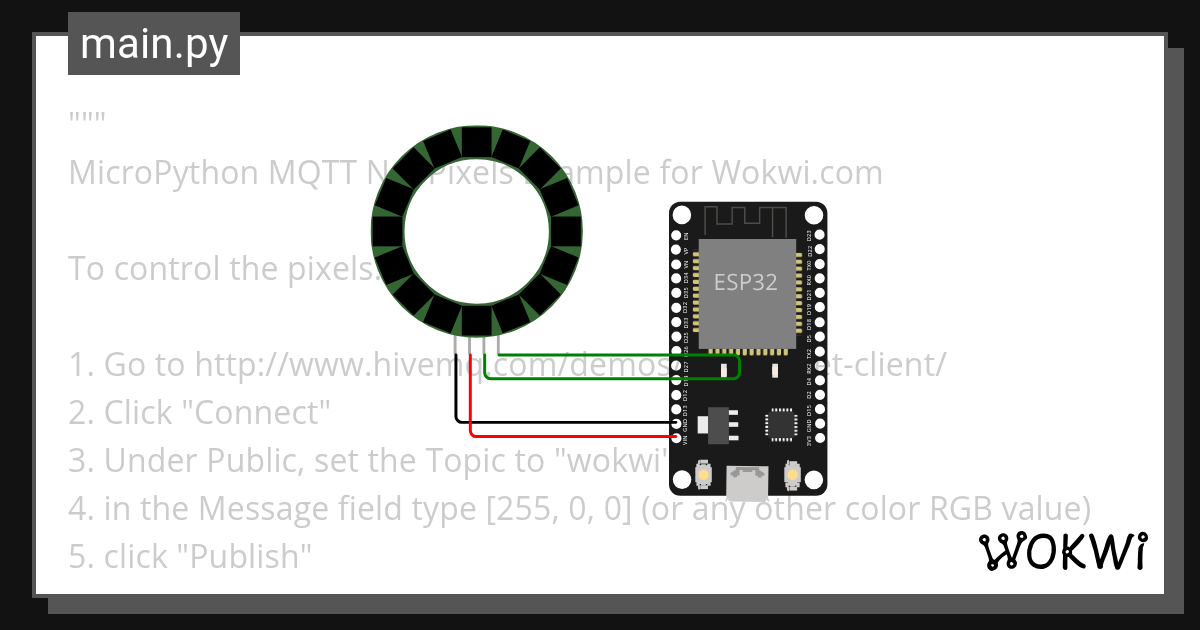 MicroPython MQTT NeoPixels Copy - Wokwi ESP32, STM32, Arduino Simulator MicroPython MQTT NeoPixels Copy - Wokwi ESP32, STM32, Arduino Simulator