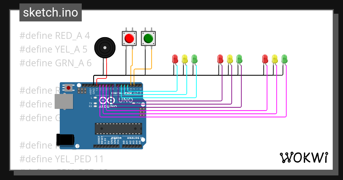 Semaforo - Wokwi ESP32, STM32, Arduino Simulator