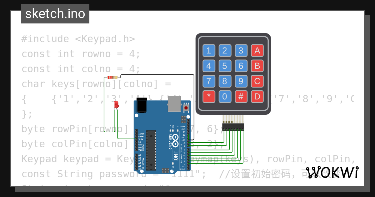 输入密码亮灯 Wokwi Esp32 Stm32 Arduino Simulator
