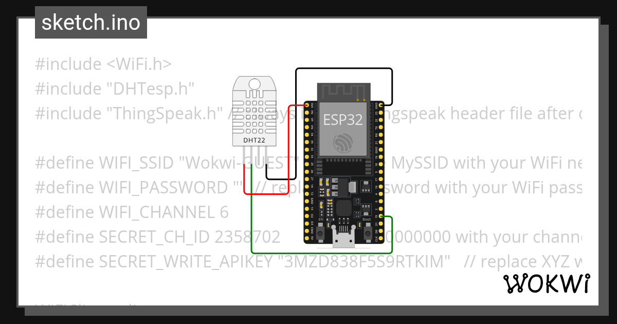 HomeWork 連線加溫溼度 - Wokwi ESP32, STM32, Arduino Simulator