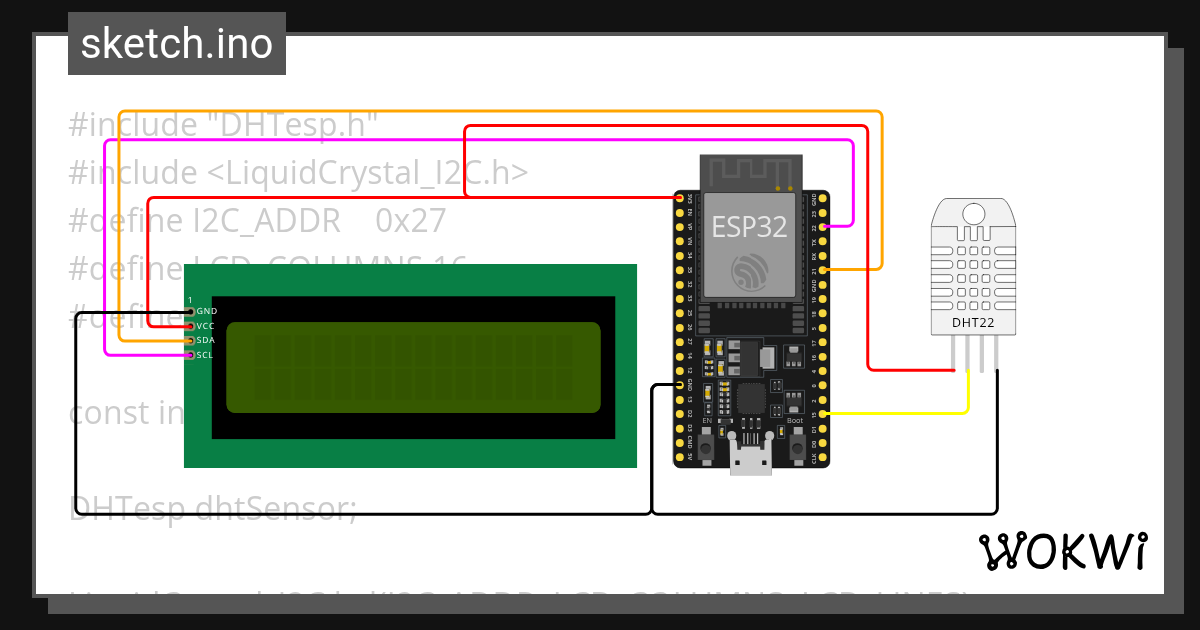 Sesnor DHT22 con LCD I2C - Wokwi ESP32, STM32, Arduino Simulator Sesnor DHT22 con LCD I2C - Wokwi ESP32, STM32, Arduino Simulator