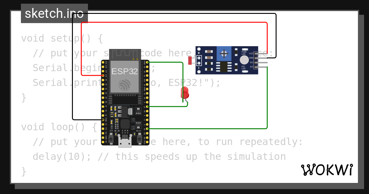 光敏电阻的模拟量输出(控灯) Wokwi Esp32 Stm32 Arduino Simulator