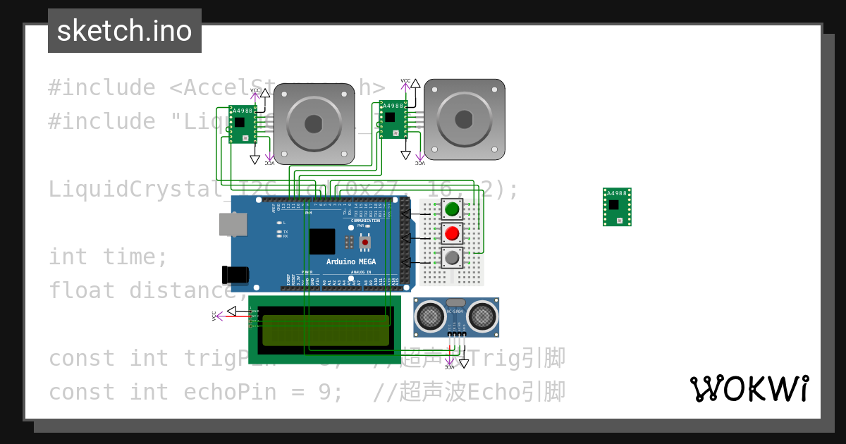 超声波传感器拓展应用 Wokwi Esp32 Stm32 Arduino Simulator