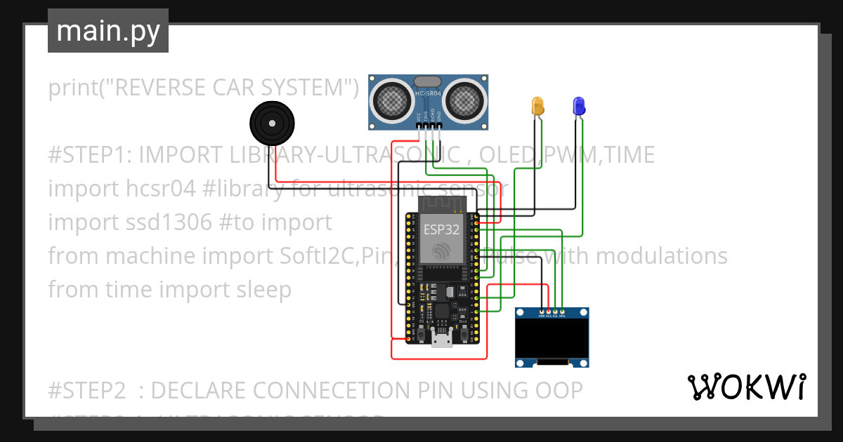 reversecarsystem.py - Wokwi ESP32, STM32, Arduino Simulator
