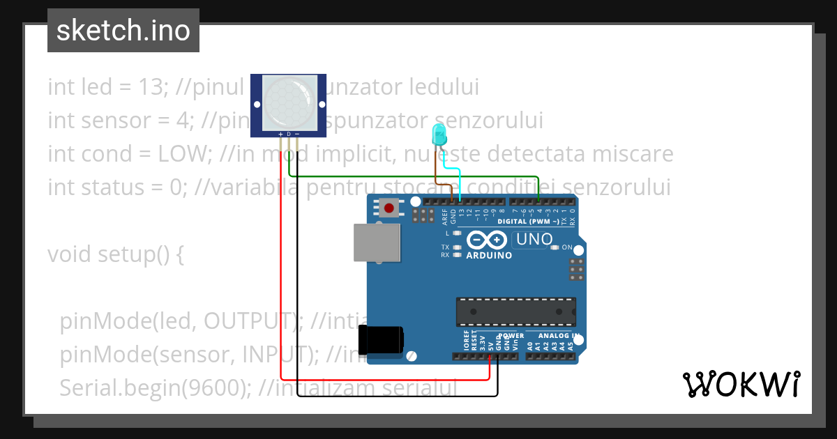 PIR Sensor - Wokwi ESP32, STM32, Arduino Simulator