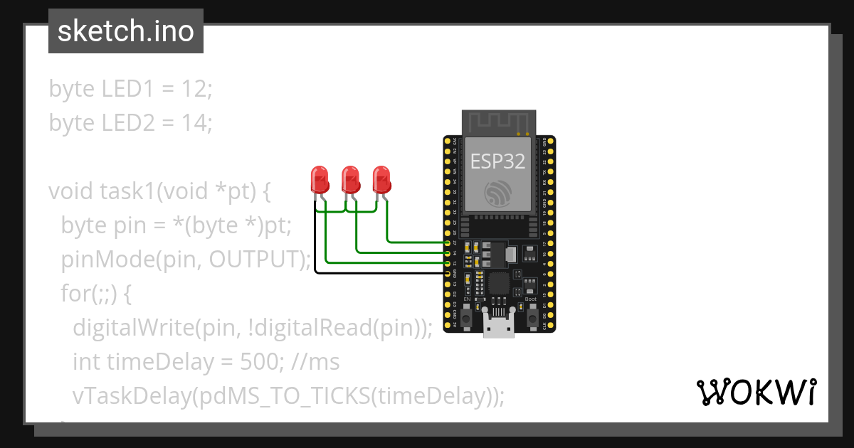 多任务传递单个参数 Wokwi Esp32 Stm32 Arduino Simulator