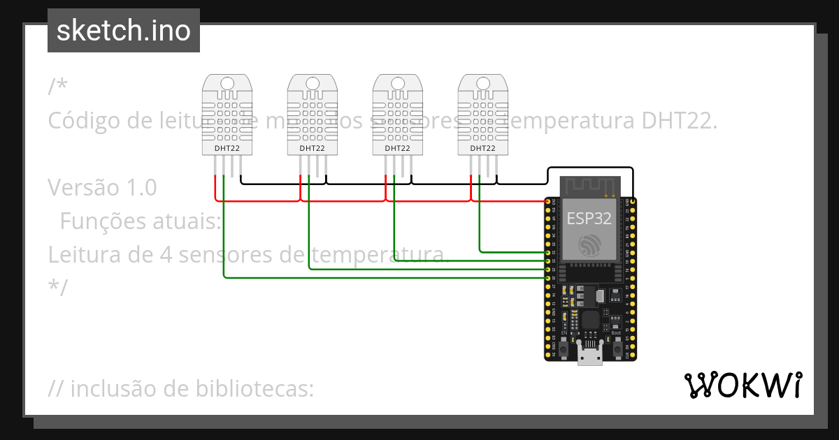 4 sensores dht22 timer - Wokwi ESP32, STM32, Arduino Simulator