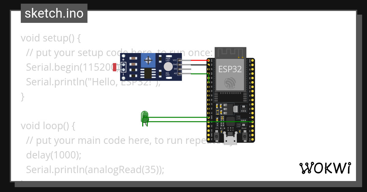 photoresistor sensor Copy - Wokwi ESP32, STM32, Arduino Simulator photoresistor sensor Copy - Wokwi ESP32, STM32, Arduino Simulator