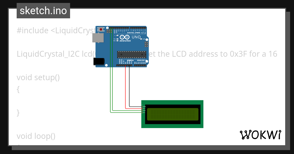 LCD I2C UNO - Wokwi ESP32, STM32, Arduino Simulator