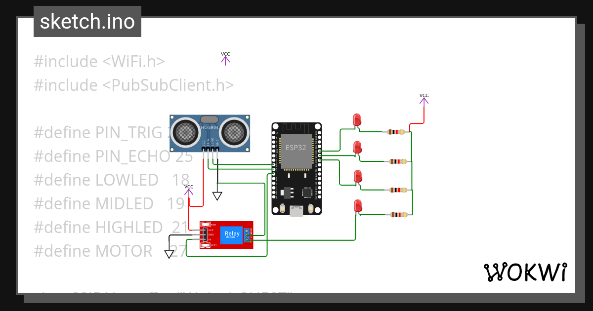 Water level Controller ESP32 Internet Connection - Wokwi ESP32, STM32, Arduino Simulator