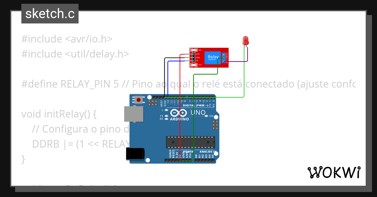 RELÉ - Wokwi ESP32, STM32, Arduino Simulator