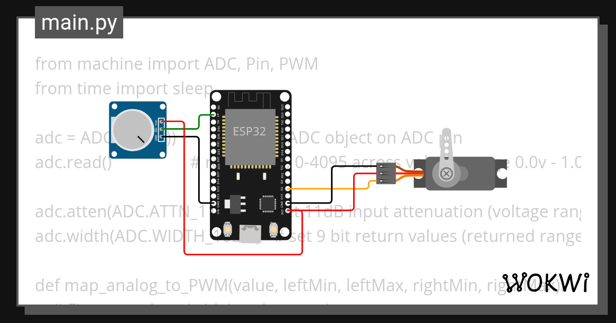 MicroPython AnalogIn-to-PWM - Wokwi ESP32, STM32, Arduino Simulator