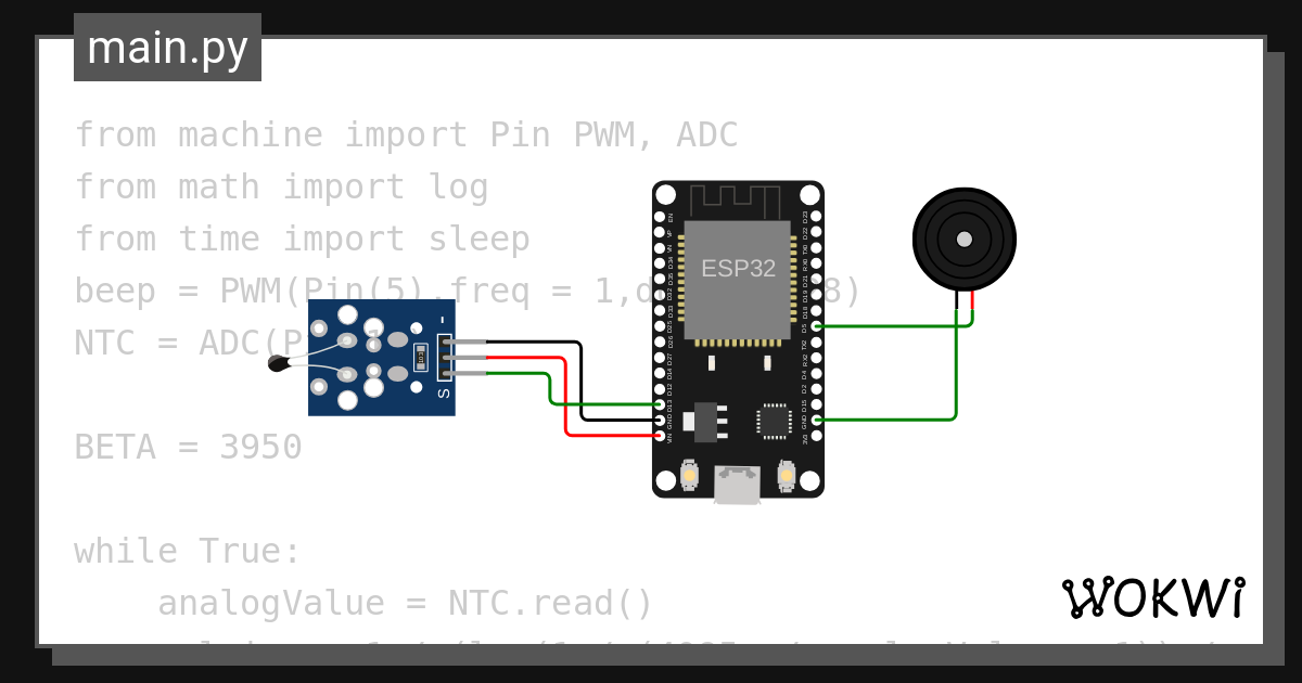 高温报警器 Wokwi Esp32 Stm32 Arduino Simulator