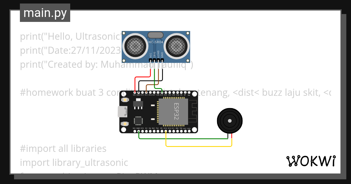Ultrasonic - Wokwi ESP32, STM32, Arduino Simulator