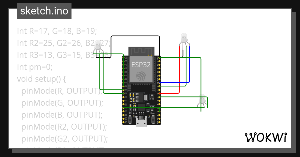 ESP32 RGB PM2.5 - Wokwi ESP32, STM32, Arduino Simulator